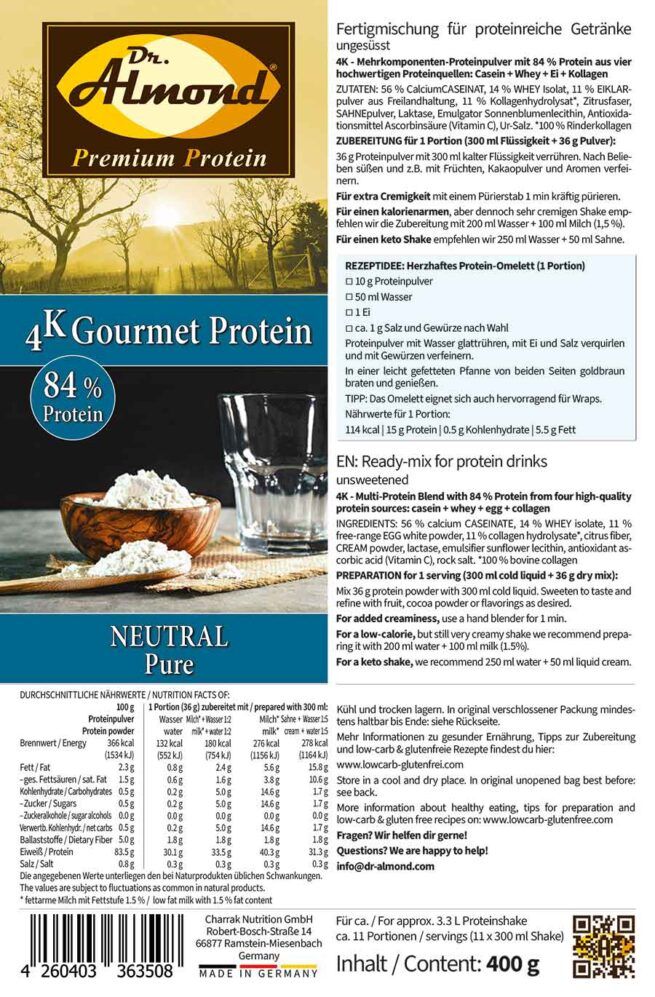 4K Gourmet Protein NEUTRAL Mehrkomponenten Proteinpulver keto