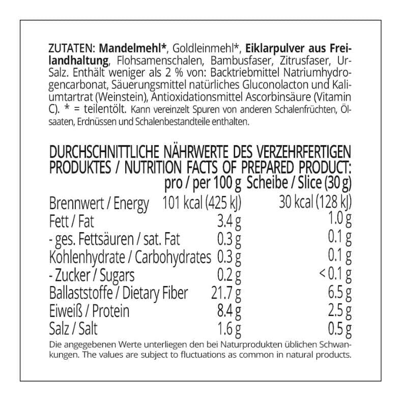 Unser Mildes Brot low-carb keto glutenfrei Backmischung - Dr. Almond ...